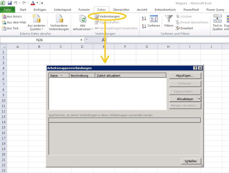 Anbindung externer Daten in Excel 2019: Vereinheitlichung von Queries und Datenverbindungen ...