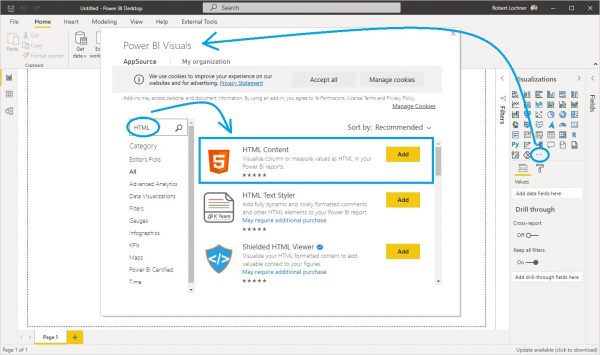 Anwendungen in Power BI mit dem Visual „HTML Content“ einbetten ...