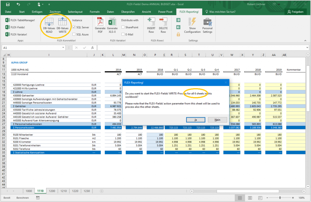 FLEX-Reporting! Release 2016 | Neues im Excel Add-In – Linearis ...
